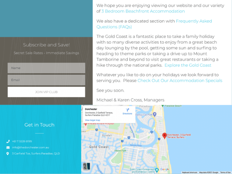 Best practice elements of a Tourism Contact Us page